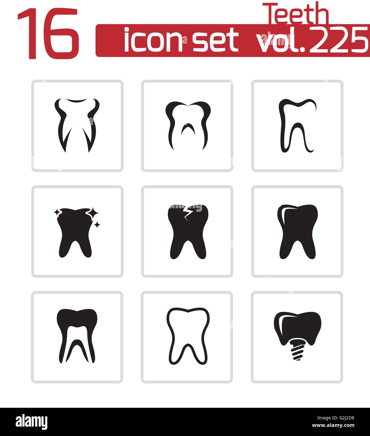 Vector black teeth icons set Stock Vector Image & Art - Alamy