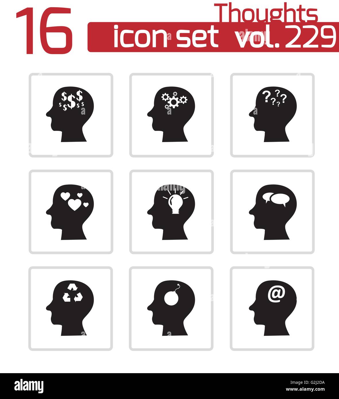 Vector black thoughts icons set Stock Vector Image & Art - Alamy