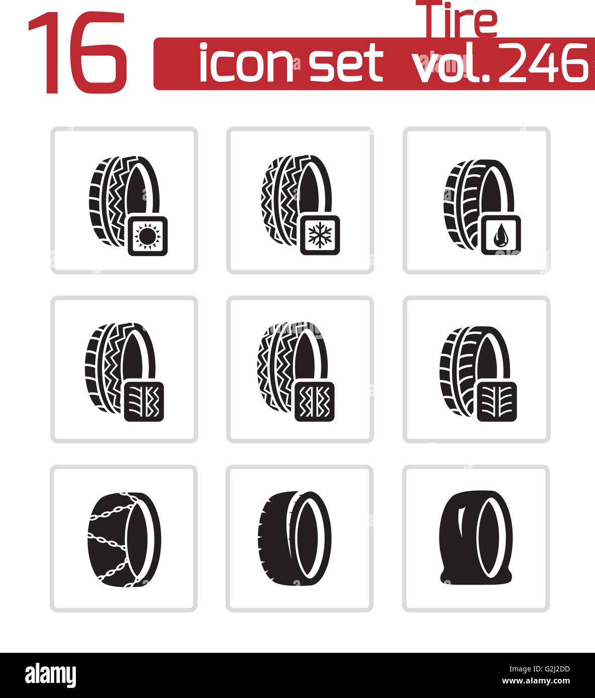 Vector black tire icon set Stock Vector Image & Art - Alamy