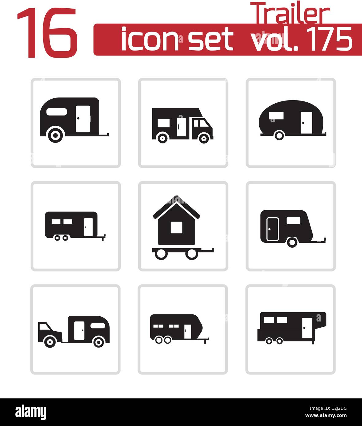 Vector black trailer icons set Stock Vector Image & Art - Alamy