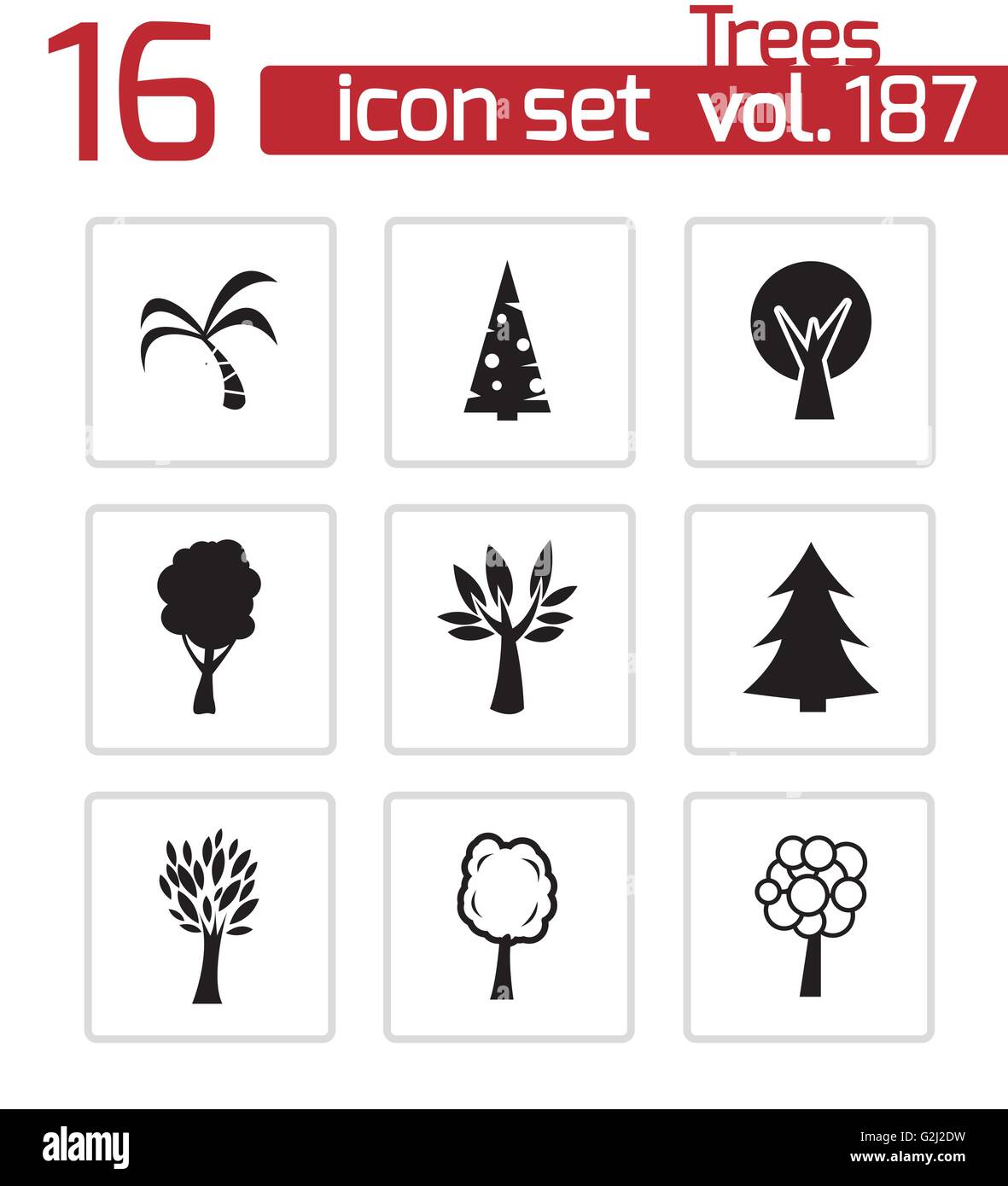 Vector black trees icons set Stock Vector Image & Art - Alamy
