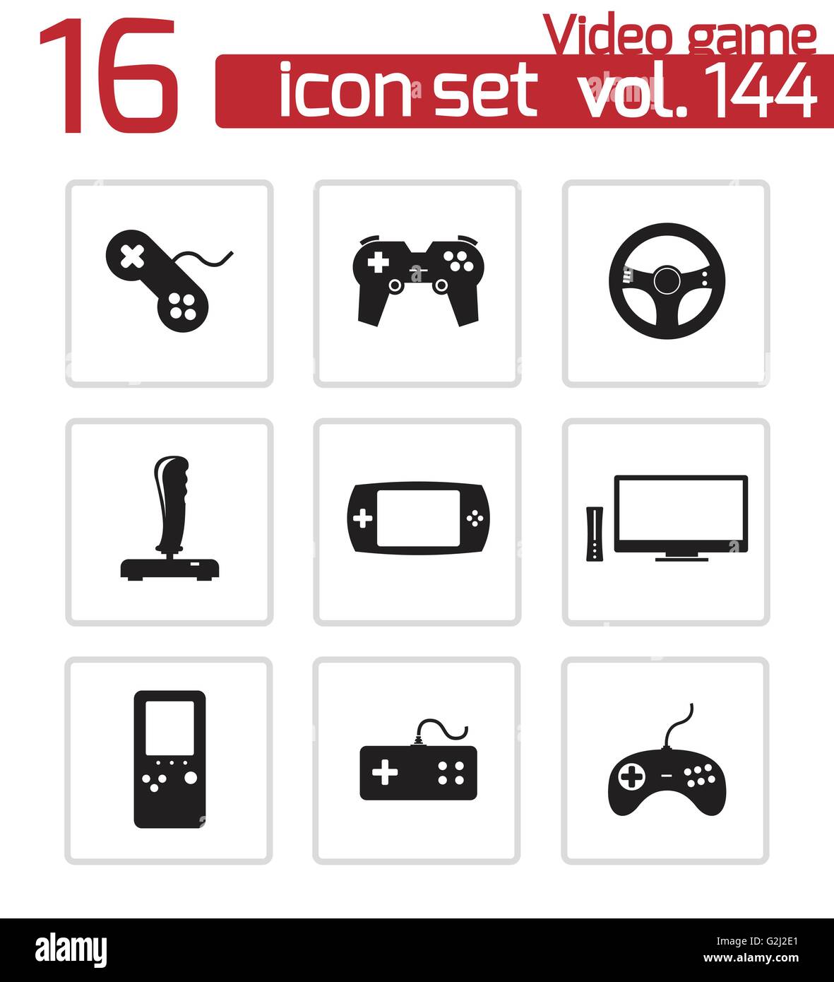 Vector black video game icons set Stock Vector Image & Art - Alamy