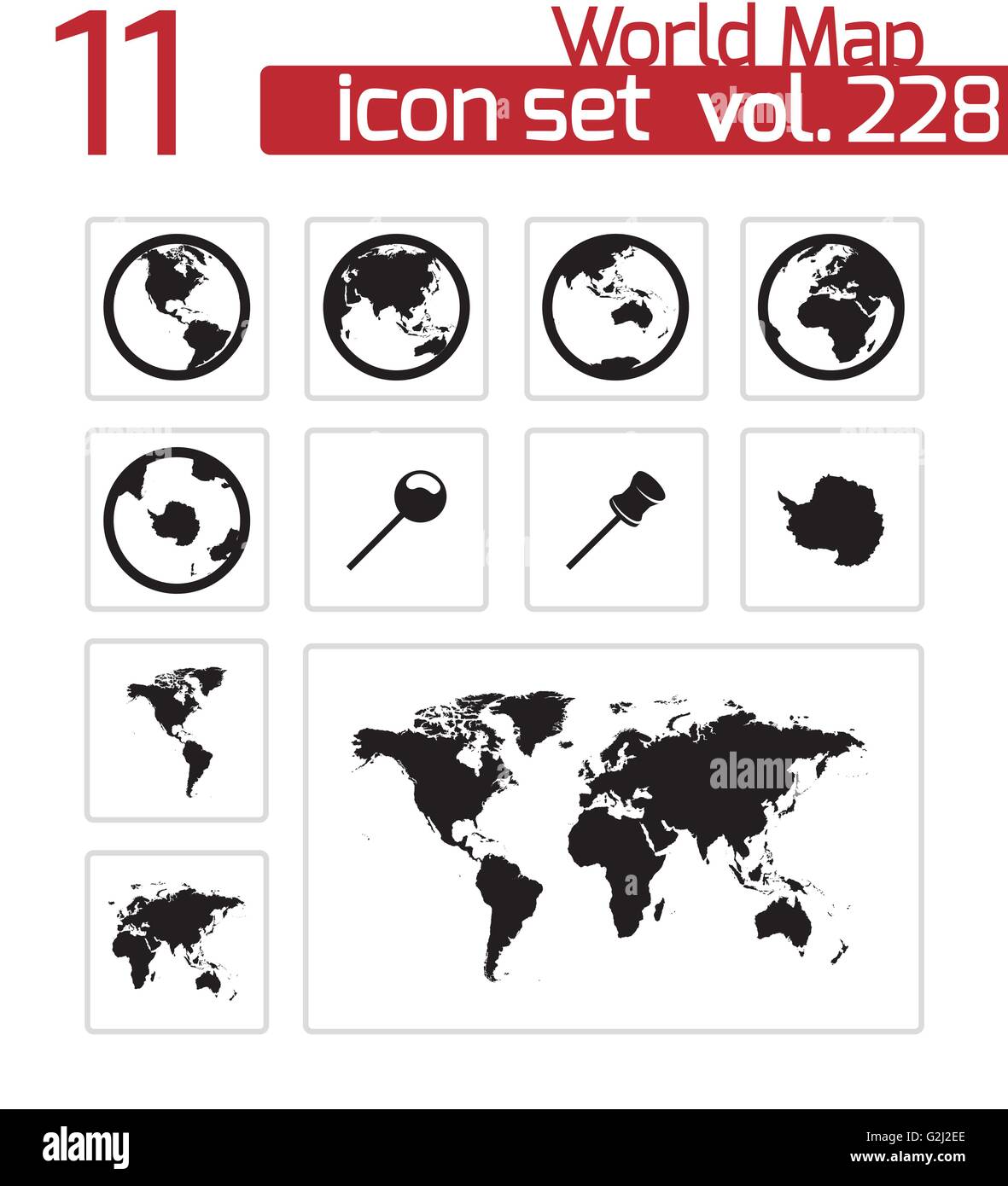 Vector black world map icons set Stock Vector Image & Art - Alamy