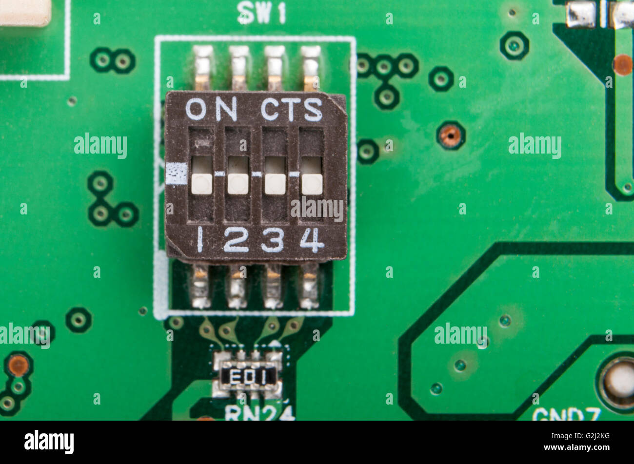 Surface mounted switch on electronic circuit board close-up Stock Photo ...