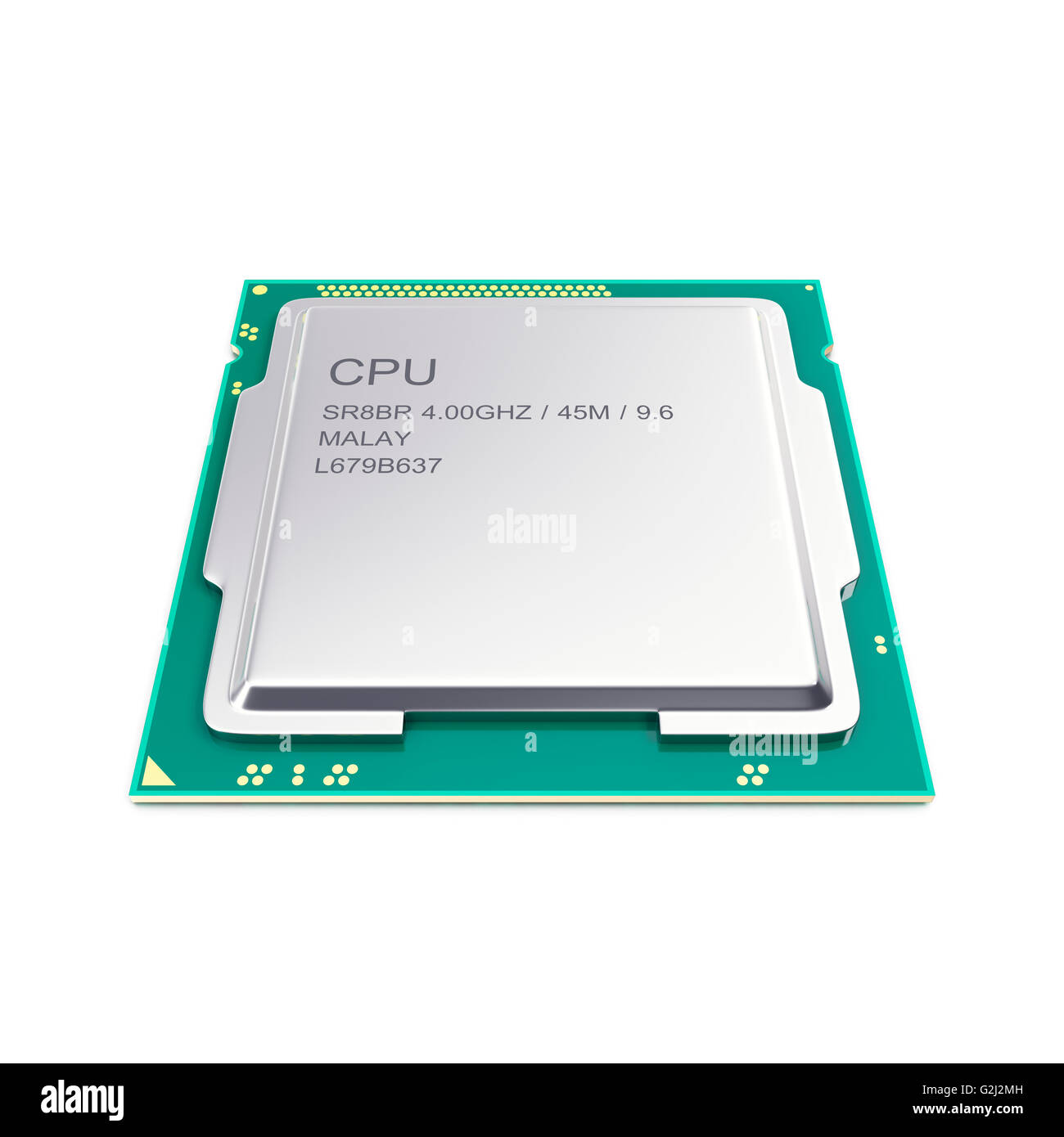 Central processor unit, CPU isolated on white. 3d illustration Stock ...