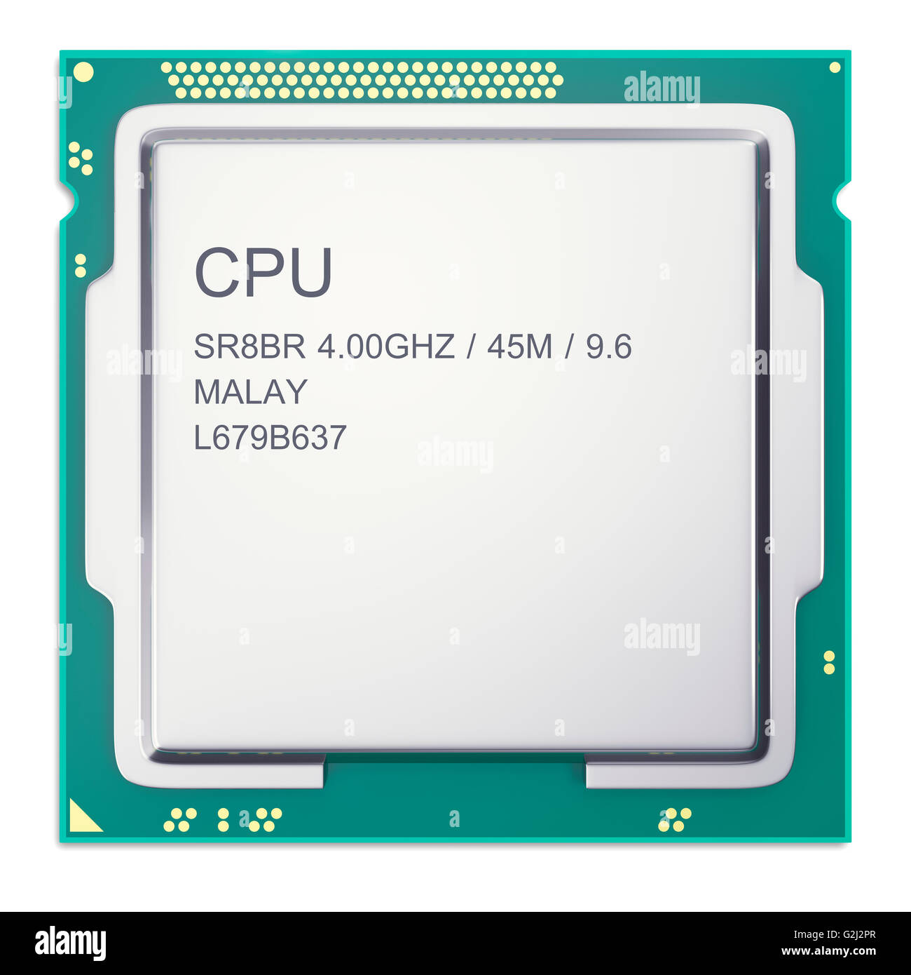 Central processor unit CPU top view isolated on whitebackground. 3d ...