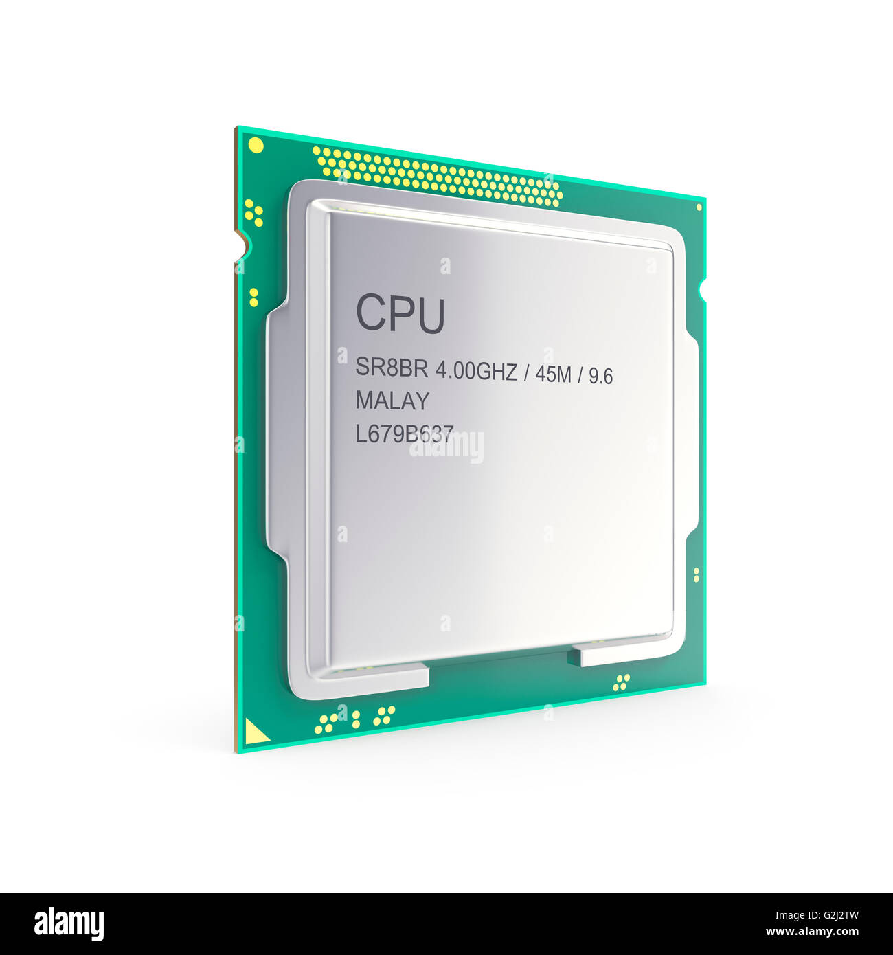Central processor unit, CPU isolated on white. 3d illustration Stock ...