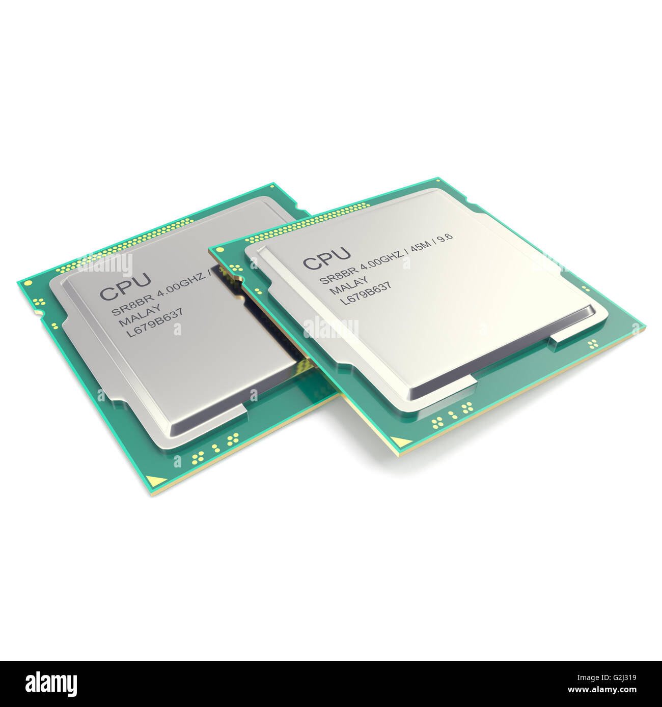 Modern LGA CPU isolated on white background. 3d illustration Stock ...