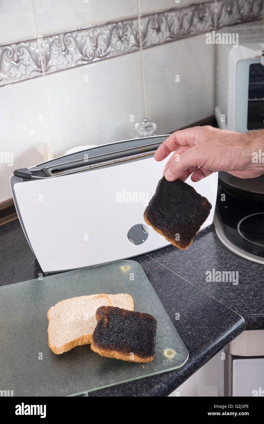 Toasting sandwich bread slices gone wrong Stock Photo - Alamy