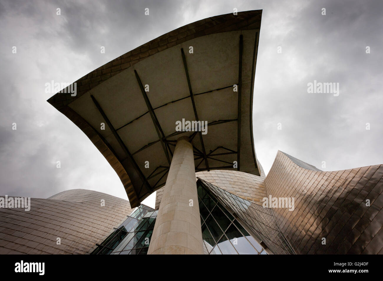 Exterior, Low Angle View, Guggenheim Museum, Bilbao, Spain Stock Photo ...