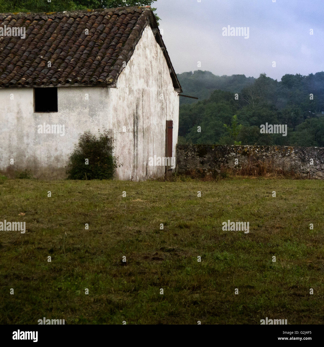 Rural House and Stone Wall, Arancou, Pays Basque, France Stock Photo ...