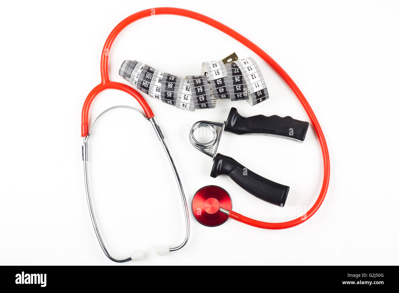 healthy lifestyle kit isolated on white background Stock Photo - Alamy