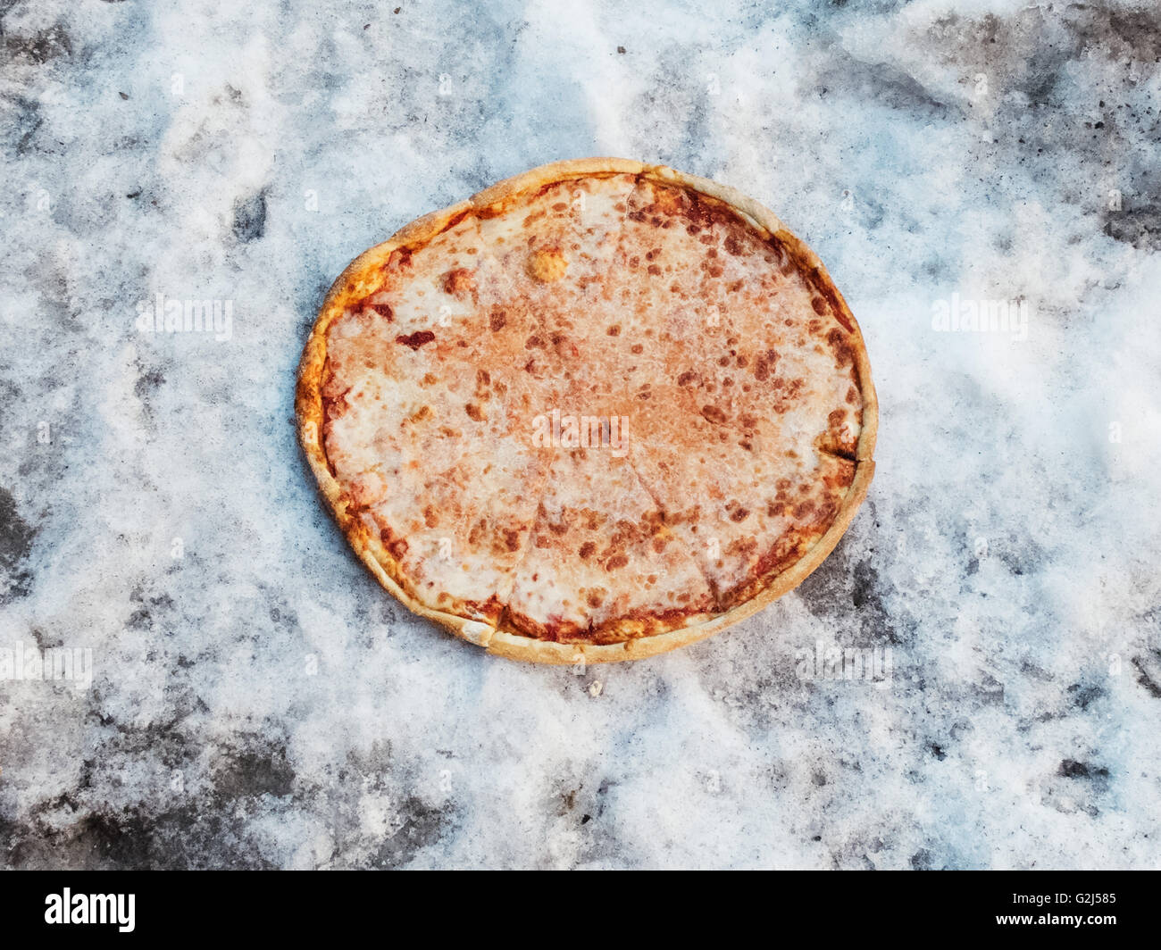 Cheese Pizza in Snow Stock Photo - Alamy