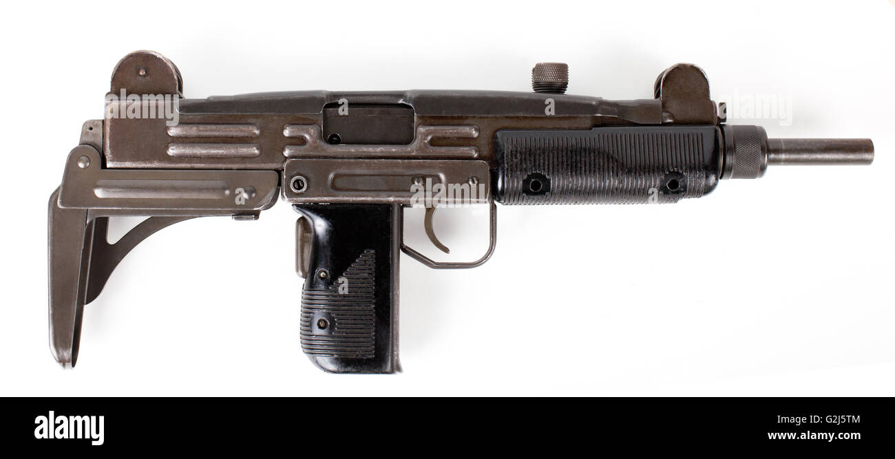 Uzi submachine gun isolated on white background Stock Photo - Alamy