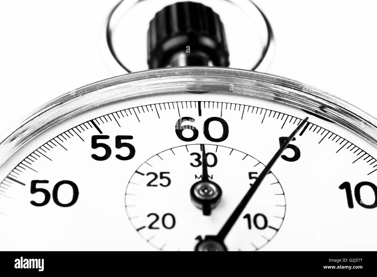 silver stopwatch closeup 5 sec isolated on white Stock Photo - Alamy