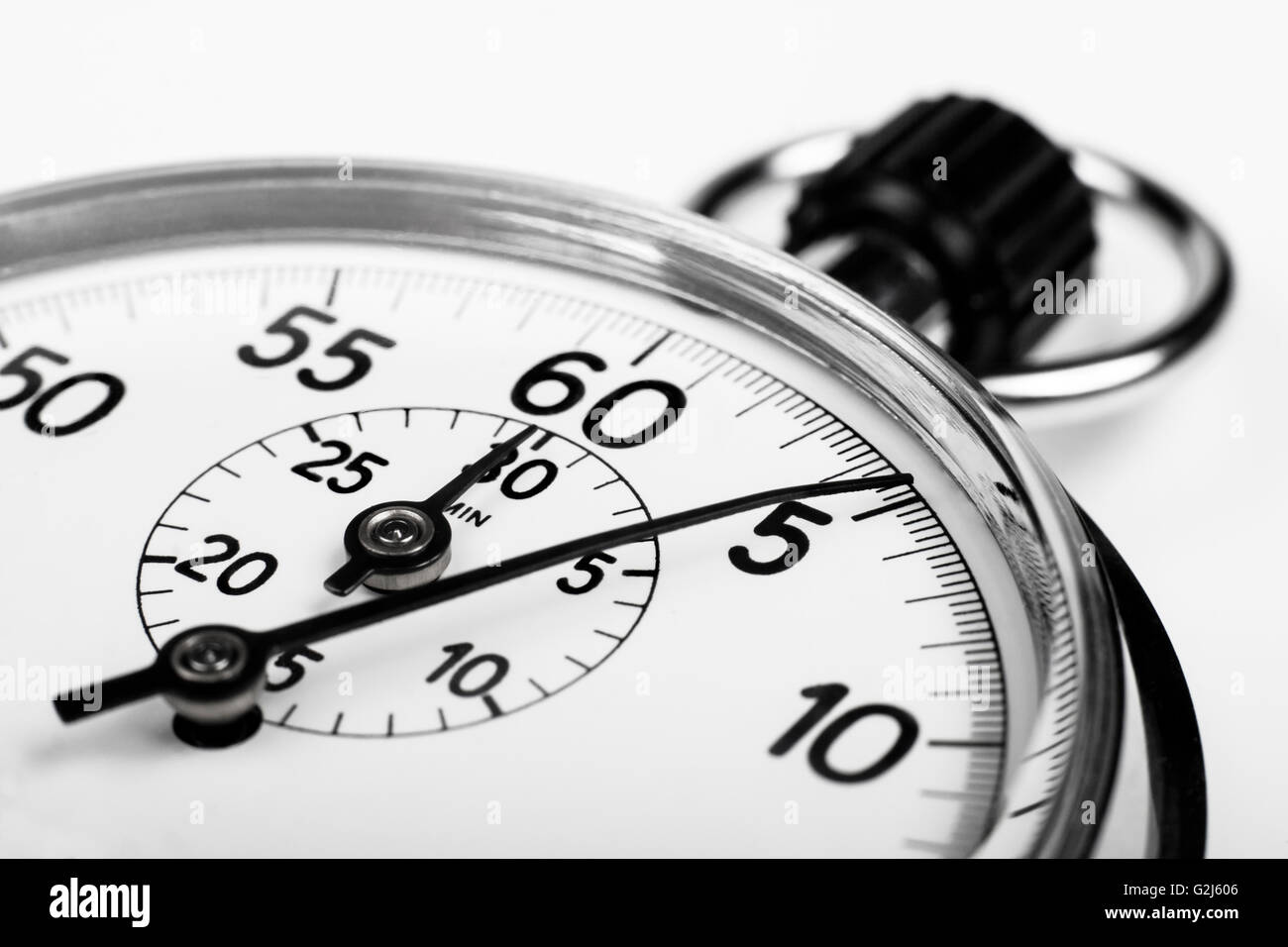 silver stopwatch closeup 5 sec isolated on white Stock Photo - Alamy