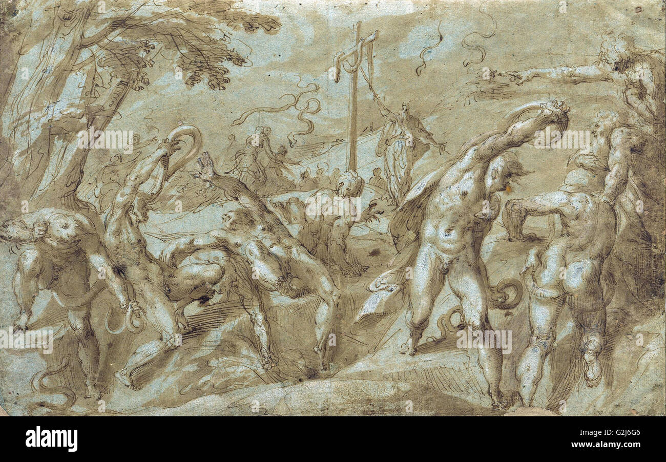 Art drawing sketch hans speckaert the brazen serpent museum kunstpalast ...