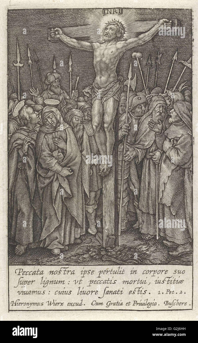 Christ on the cross, Hieronymus Wierix, 1563 - before 1619 Stock Photo - Alamy