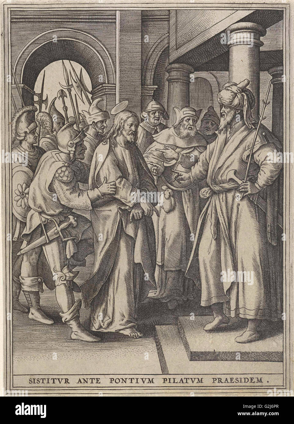 Christ before Pilate, Hieronymus Wierix, Maerten de Vos, Hans van Luyck, 1563 - before 1586 ...