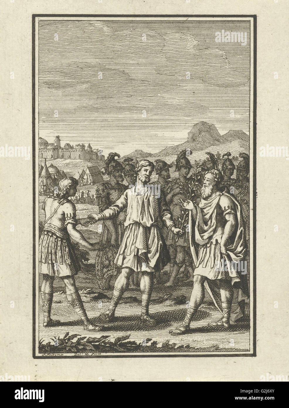 Telemachus talking with Mentor, Jacob Folkema, 1715 Stock Photo - Alamy
