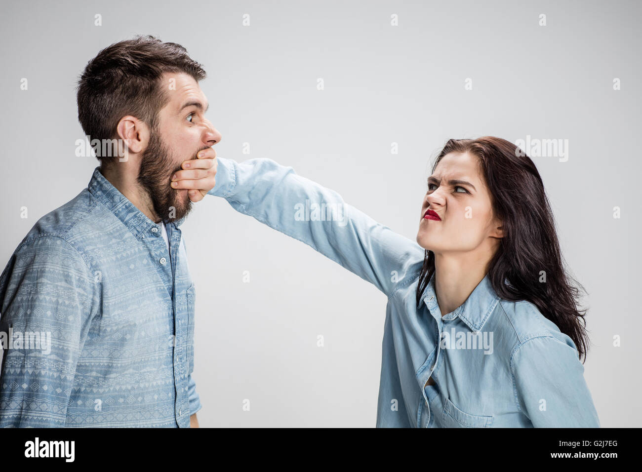 The young couple with different emotions during conflict Stock Photo ...