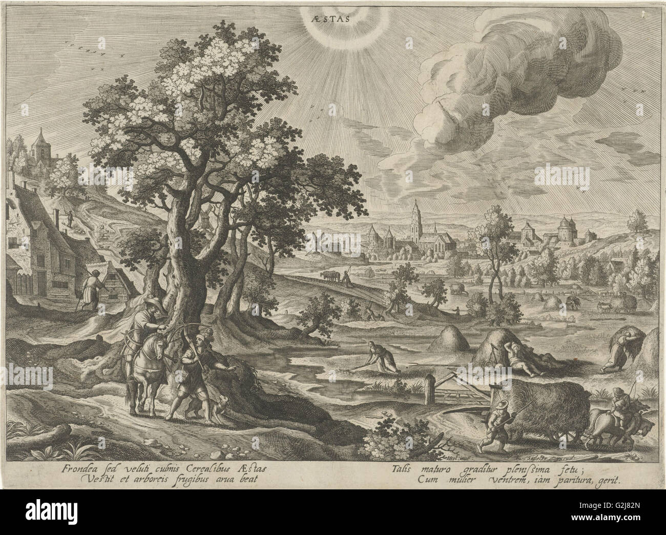 Summer, Hendrick van Schoel, Justus Sadeler, 1595 - 1622 Stock Photo ...