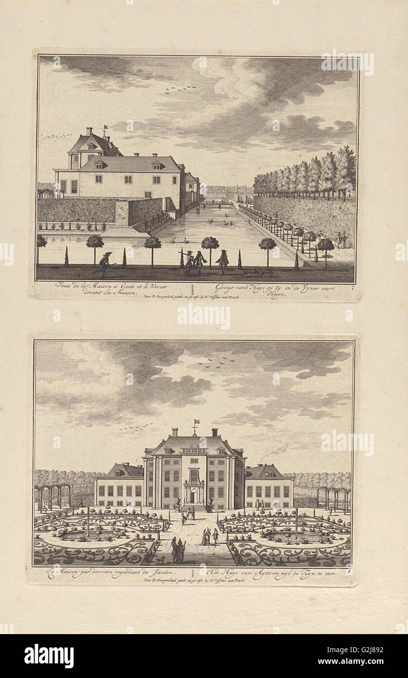 Side of Zeist Castle and surrounding pond, Rear of Slot Zeist, Daniël ...