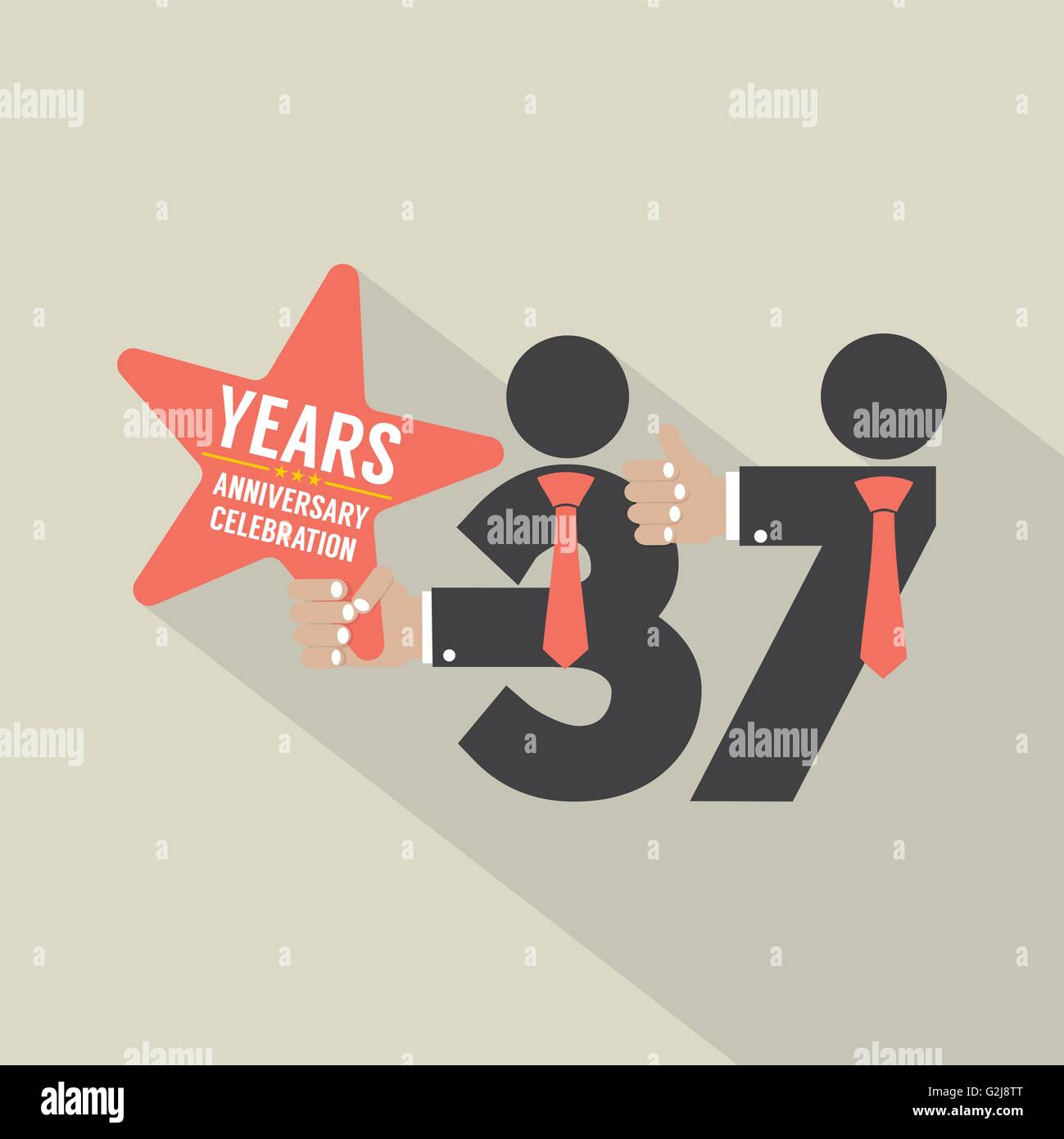 37 Years Anniversary Typography Design Vector Illustration Stock Vector ...