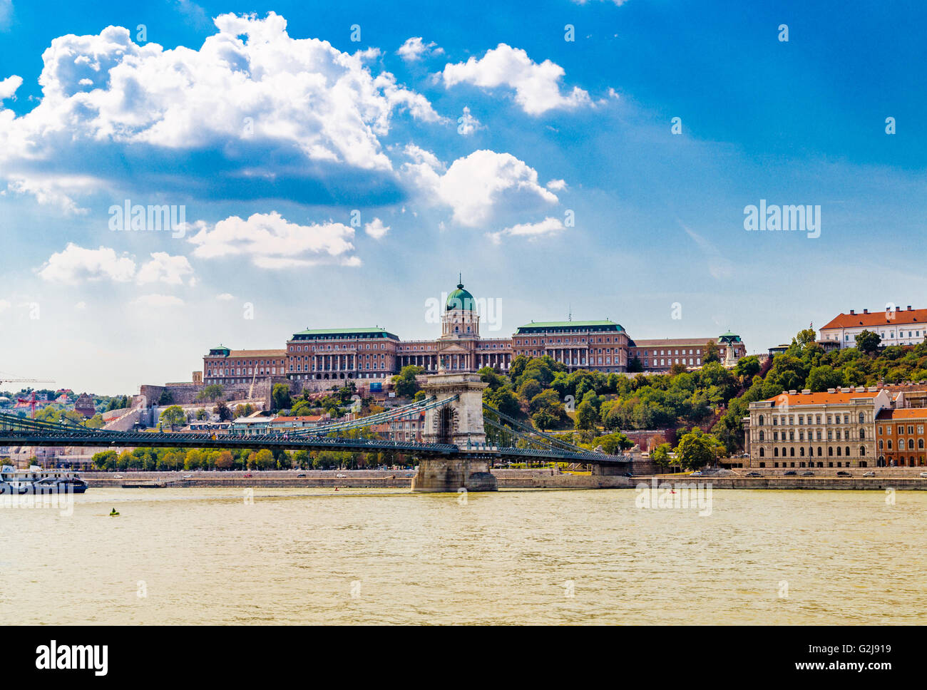 The Chain Bridge under the Royal Castle in Budapest Stock Photo - Alamy