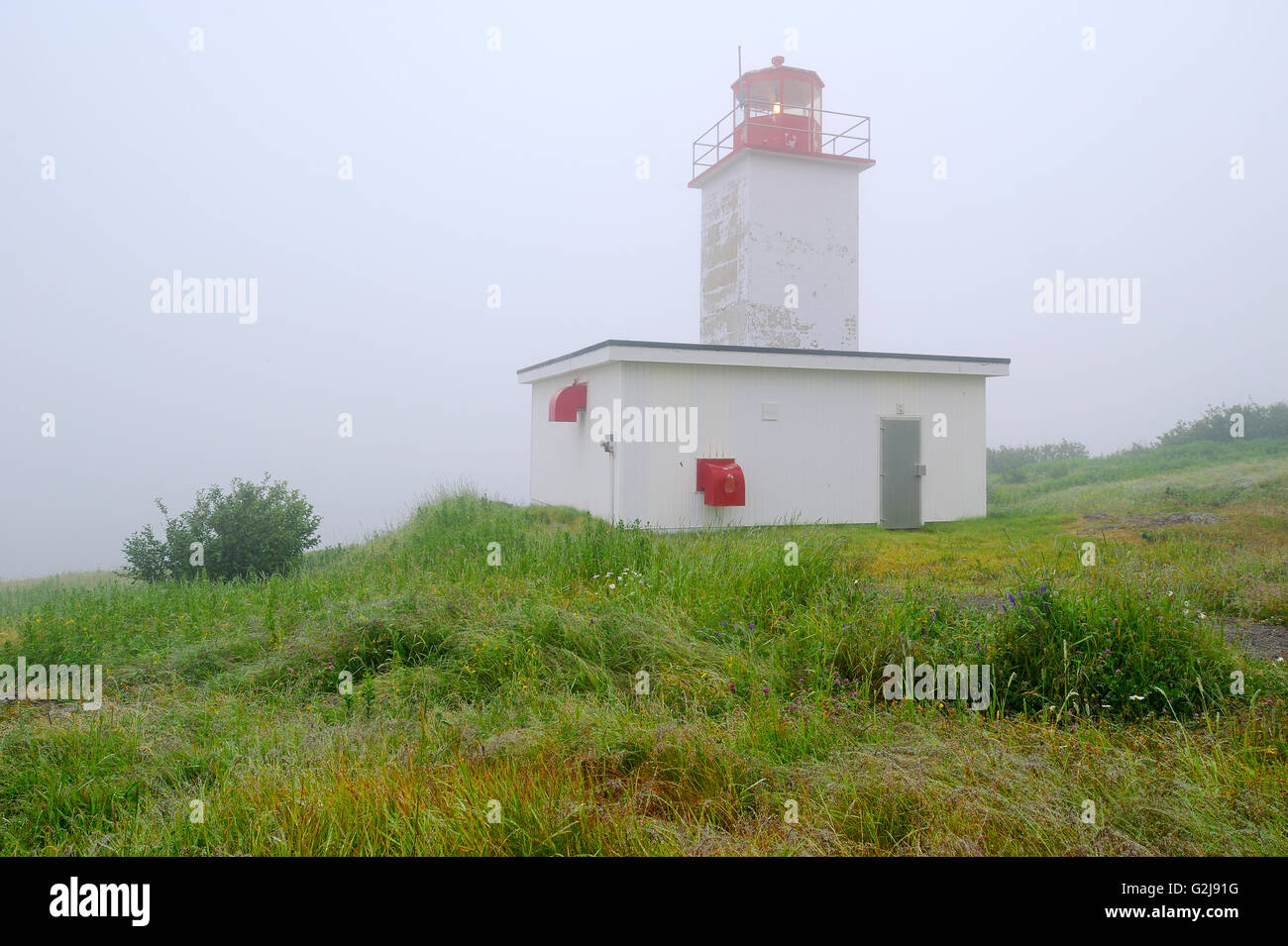 Quaco Head Lighthouse in fog on Bay of Fundy Saint Martins New ...