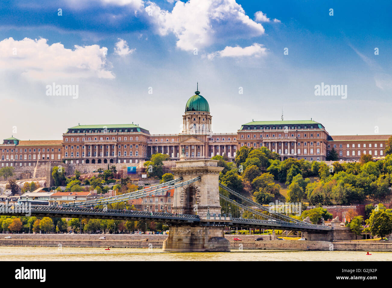 The Chain Bridge under the Royal Castle in Budapest Stock Photo - Alamy