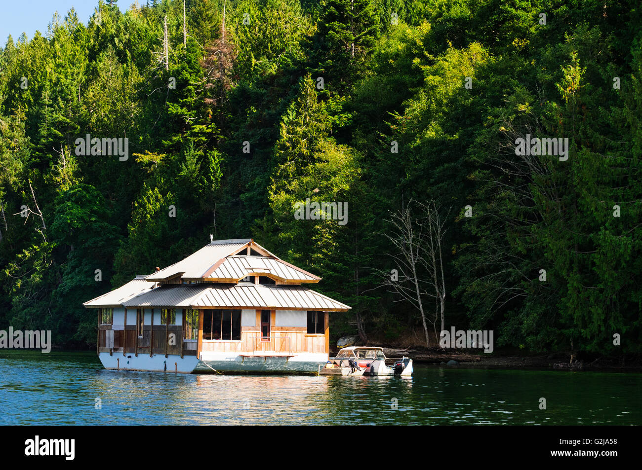 A float home anchored in Burgoyne Bay in Salt Spring Island, British ...