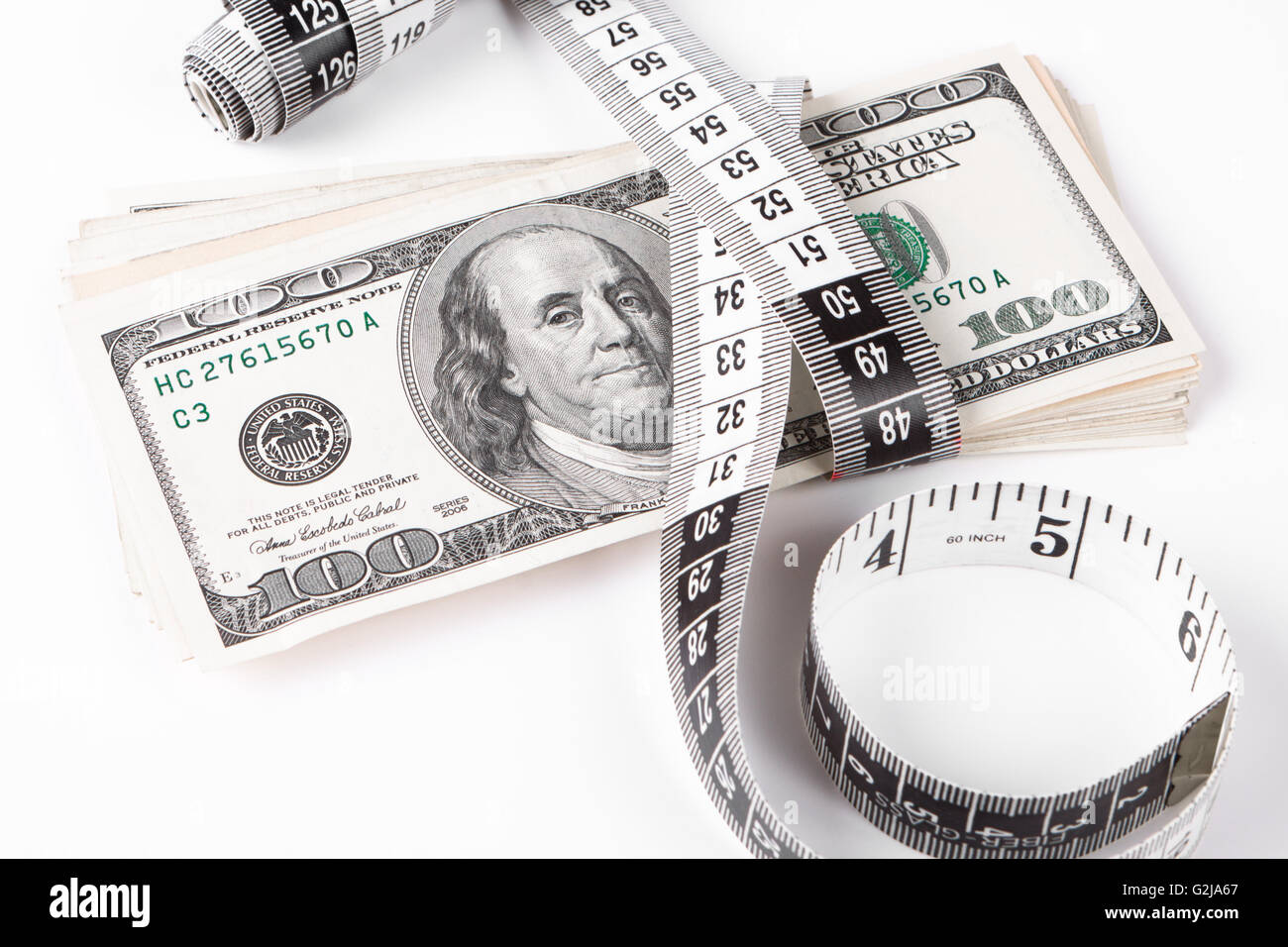 dollar mesure with meter on white background Stock Photo - Alamy