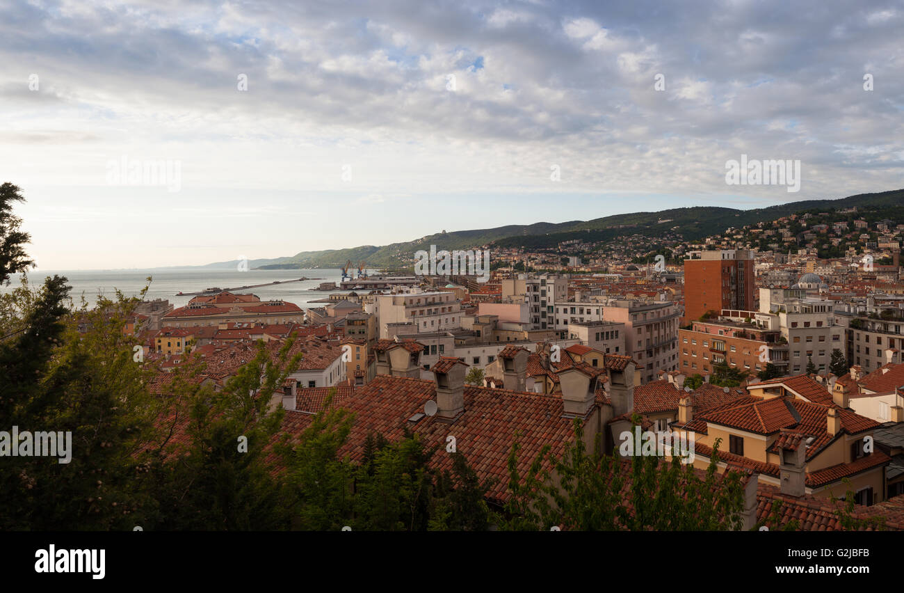 View of the Trieste roofs and sea, Italy Stock Photo - Alamy