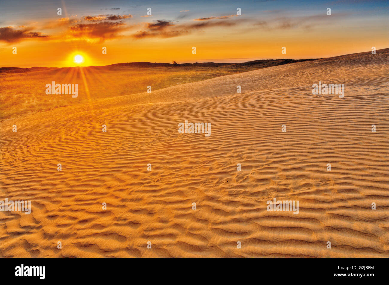 sunset on sand dunes, Great Sand Hills, Saskatchewan, Canada Stock ...
