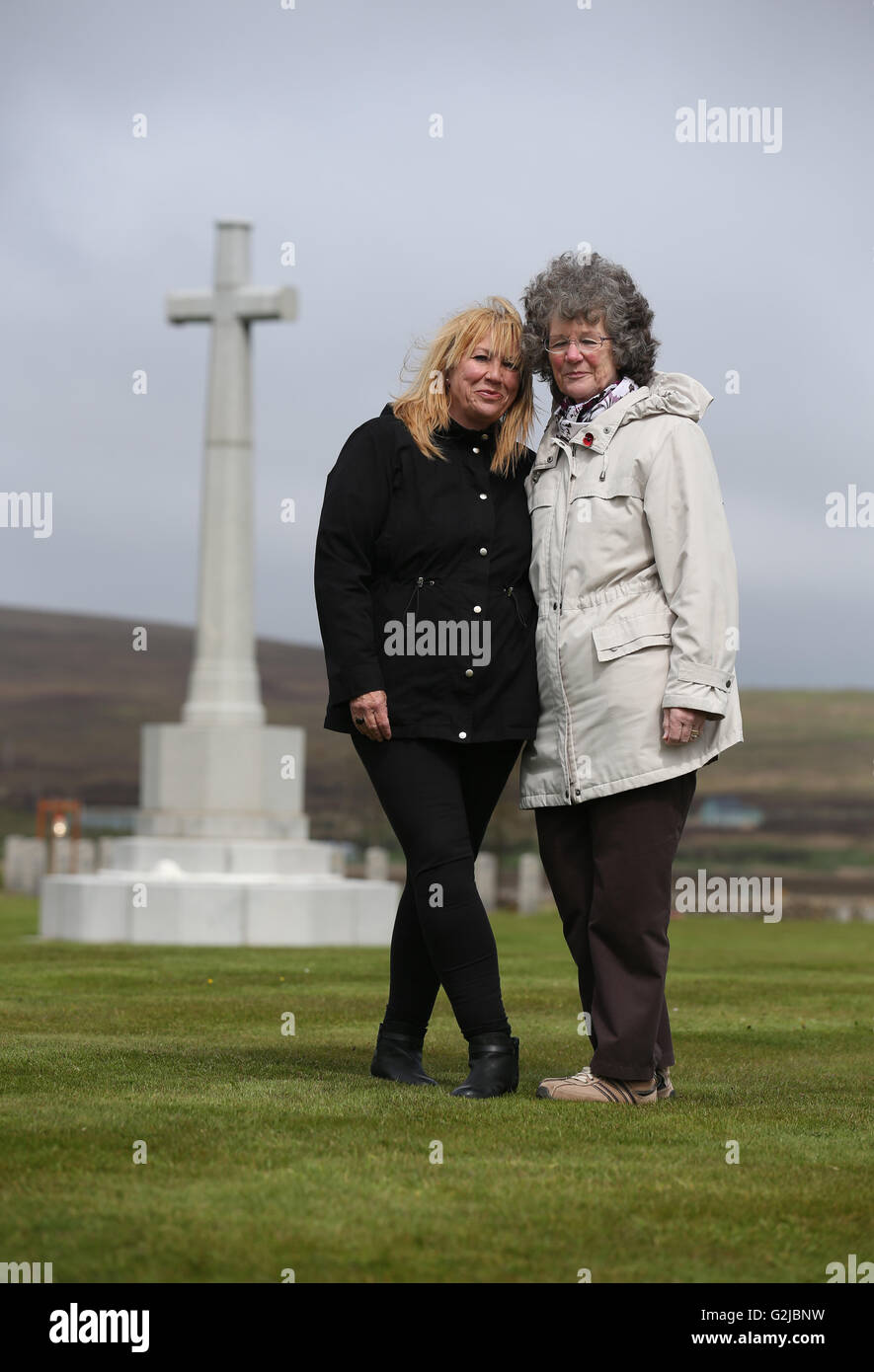 Sisters Josephine Coull (left) and Judith Watson at Lyness Cemetery on ...