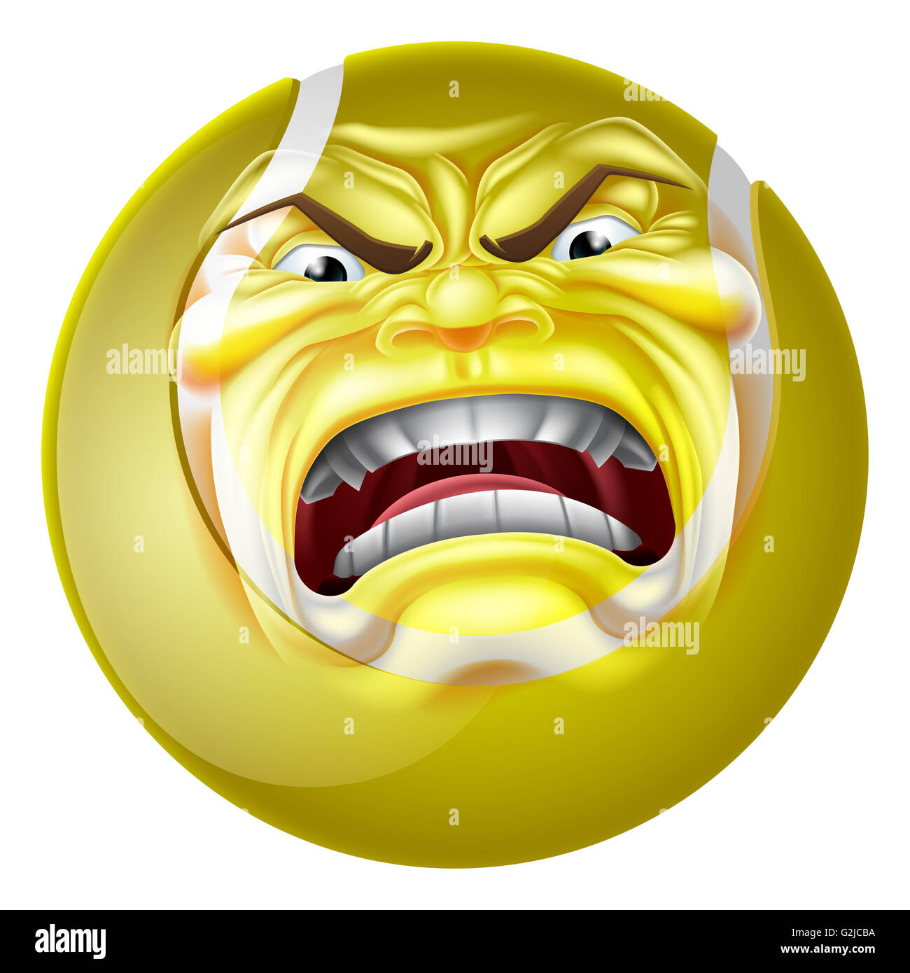 An angry mean looking tennis ball sports cartoon mascot character Stock ...