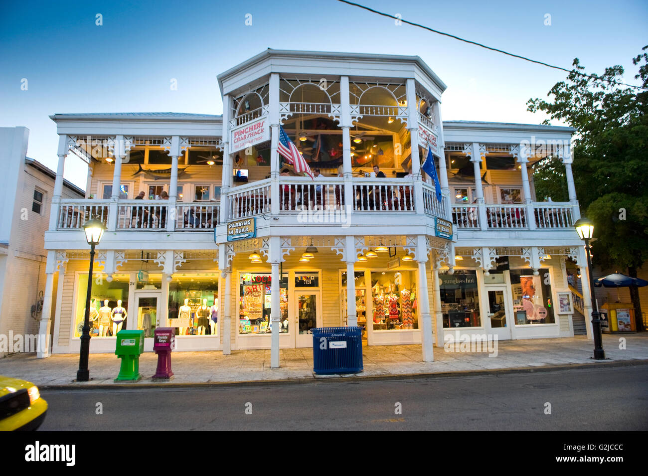 KEY WEST, FLORIDA, USA - MAY 01, 2016: Shops in the twilight in Duval ...