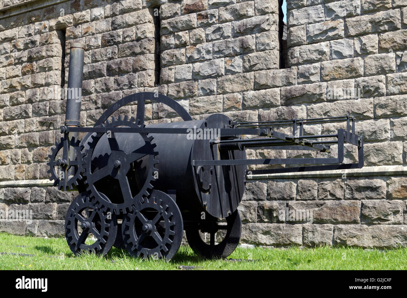 Replica of Richard Trevithick's steam engine, Cyfarthfa Castle, South ...