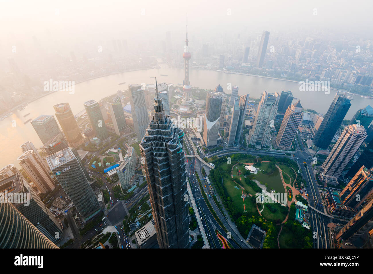 Shanghail, China - Oct 13, 2015: Elevated view of Lujiazui district in ...