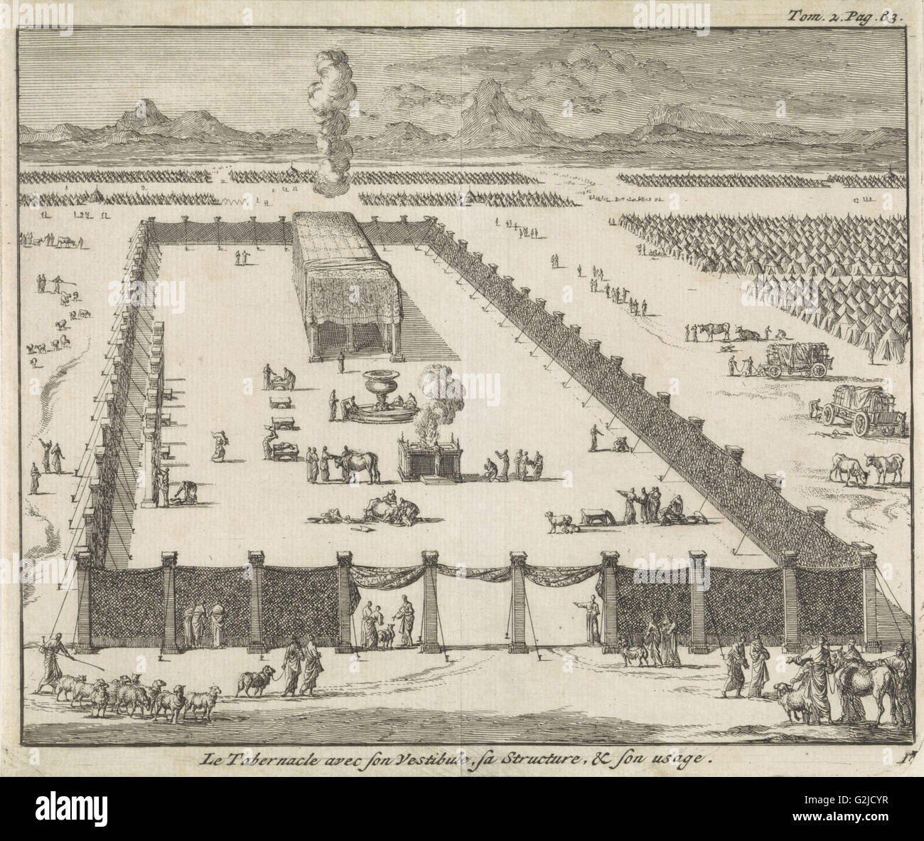 View of the court and the Tabernacle, Jan Luyken, Pieter Mortier, 1705 ...