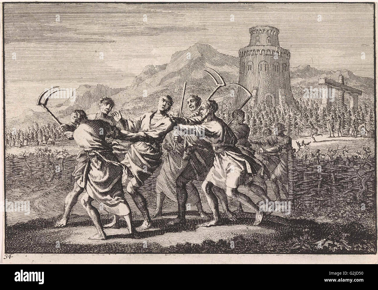 Parable of the tenants of the vineyard, Jan Luyken, 1703 Stock Photo ...