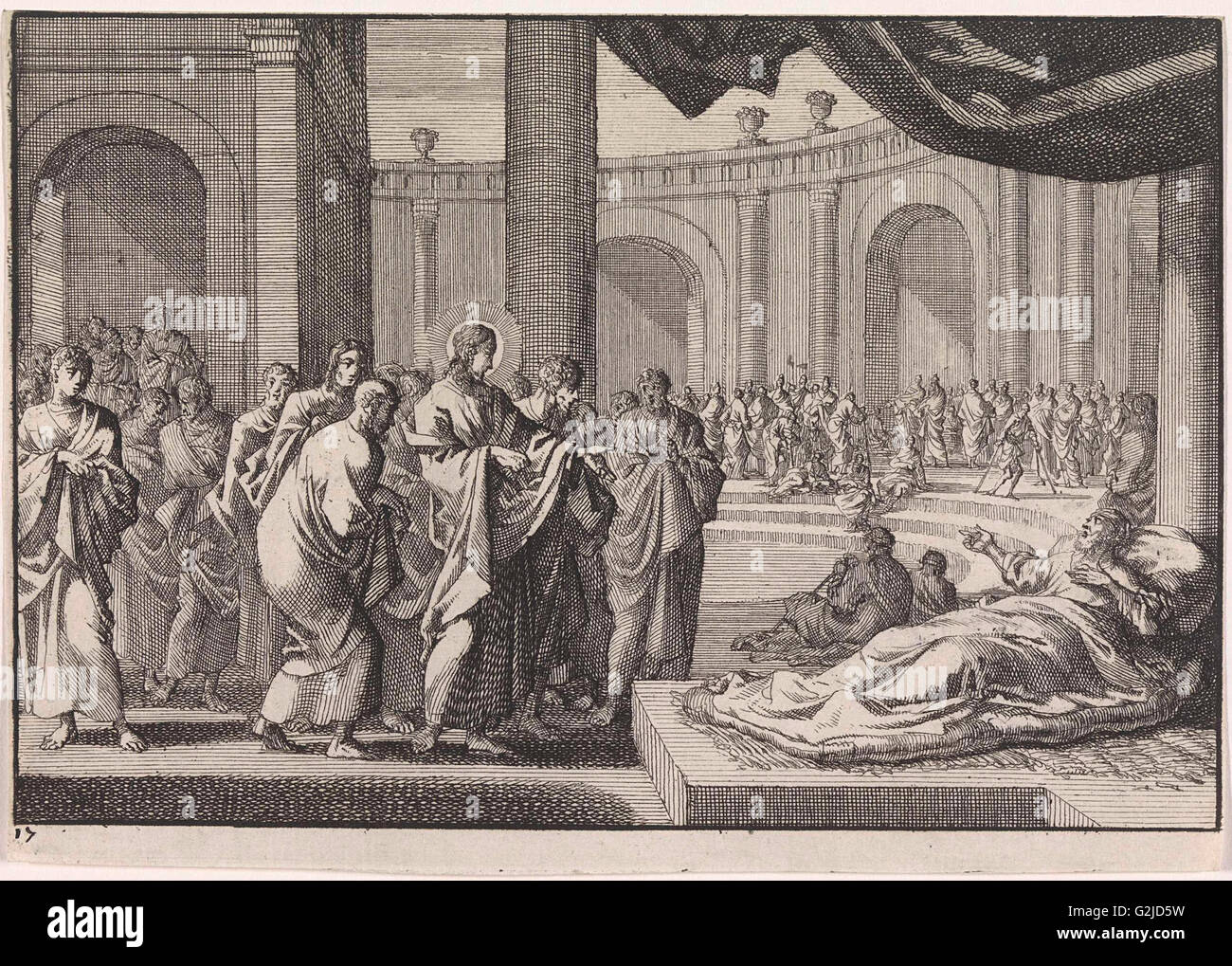 Healing of the man at the pool of Bethesda, Jan Luyken, Pieter Mortier ...