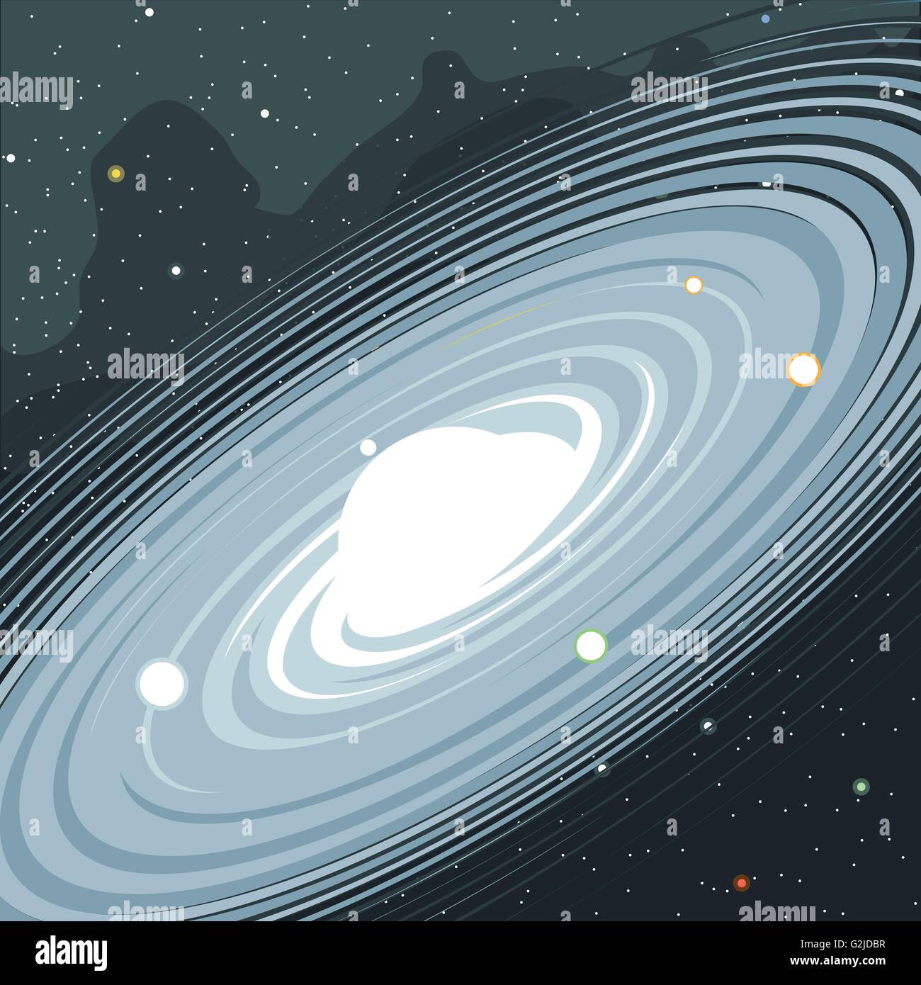 View of the galaxy in space with stars and planets. Digital vector ...