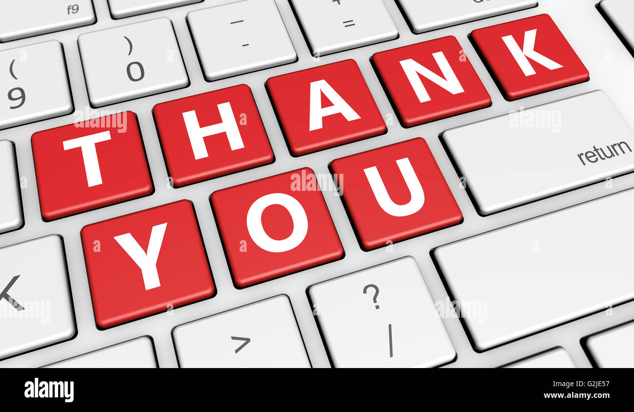 Thank you sign and letters on computer button key marketing and ...
