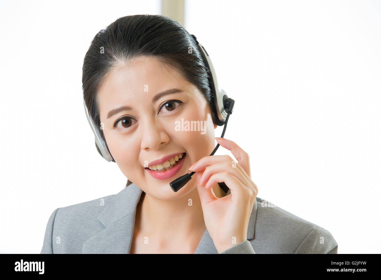 Beautiful asian business customer service woman smiling in office Stock ...