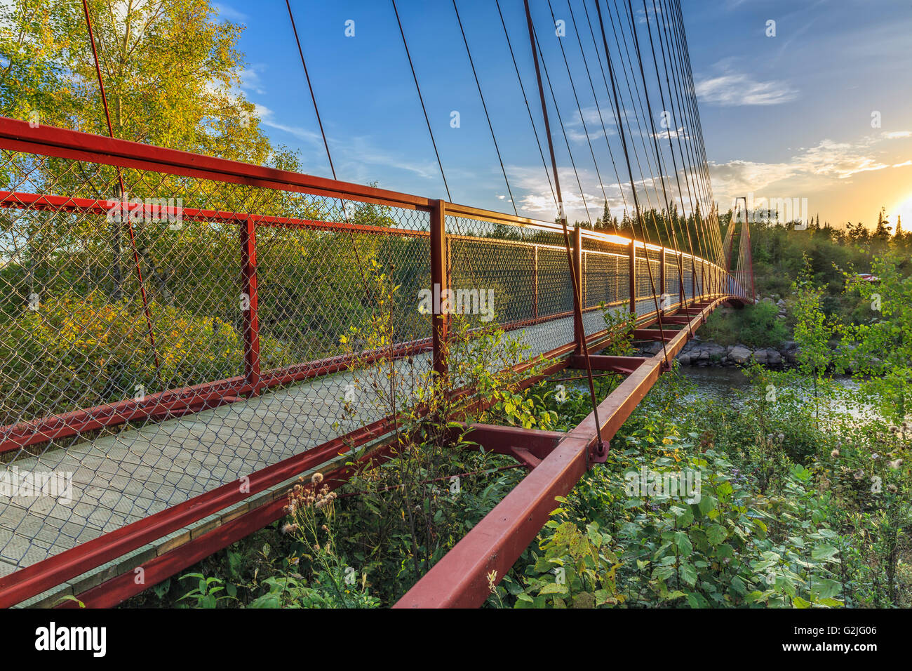Trans Canada Trail suspension bridge over the Whiteshell River ...