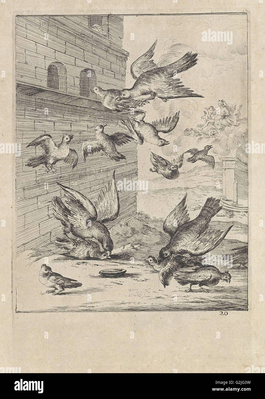 Fable of the doves and the hawks, Dirk Stoop, John Ogilby, 1665 Stock ...