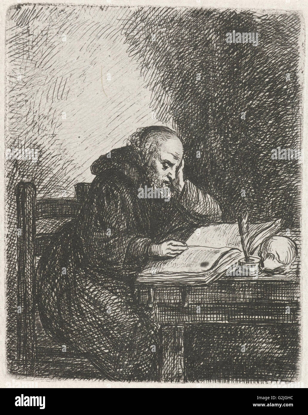 Reading monk, David van der Kellen II, 1814-1859 Stock Photo - Alamy