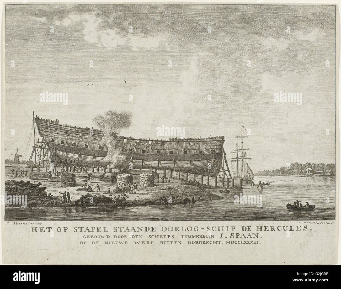 Warship Hercules, 1782, Johannes Schoenmakers, Hendrik de Haas, 1782 ...
